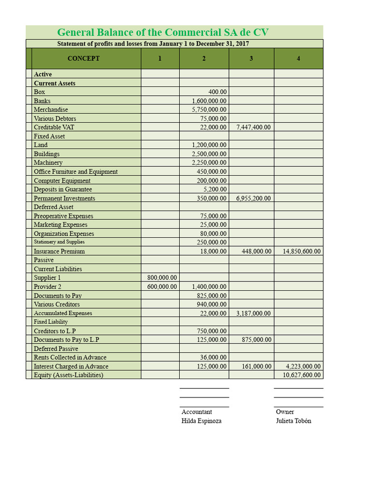 Balance Sheet of La Comercial SA de CV | PDF | Cost Of Goods Sold | Expense