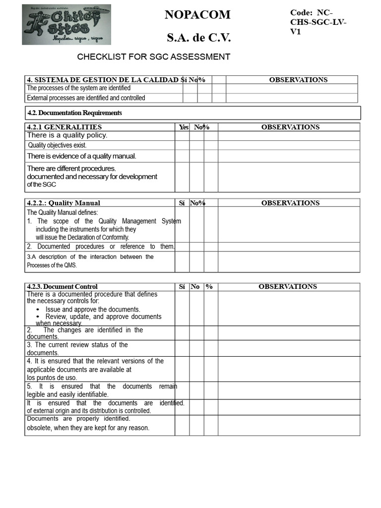 Checklist | PDF | Audit | Calibration
