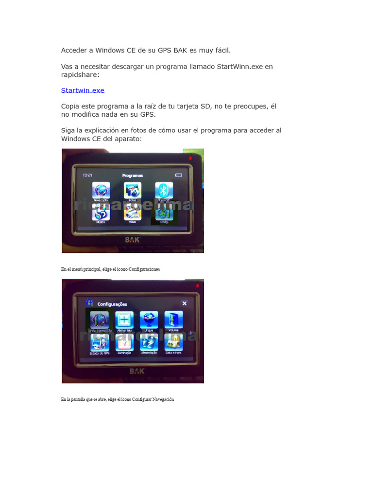 Acceder Al Windows CE de Su GPS BAK Es Muy Fácil. | PDF