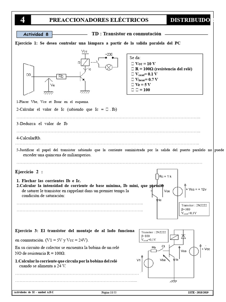 Función Distribuir Preaccionadores Eléctricos Ejercicios | PDF | Relé ...
