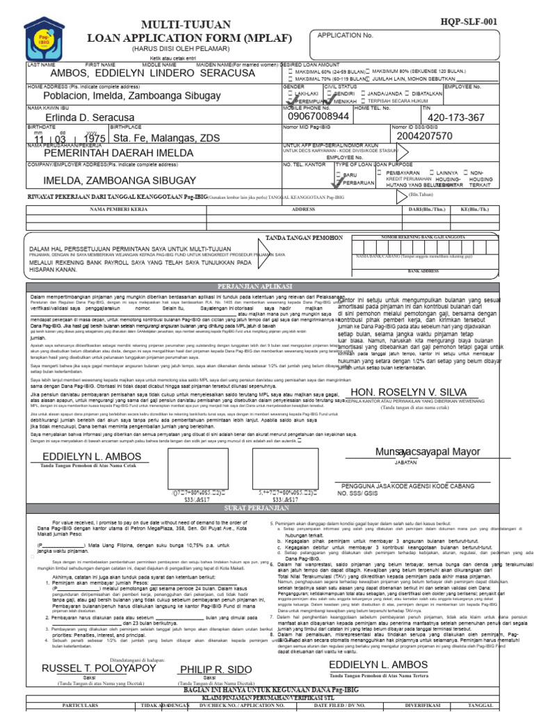 Formulir Permohonan Pinjaman Multi-Guna (MPLAF, HQP-SLF-001, V01)EDS2 | PDF