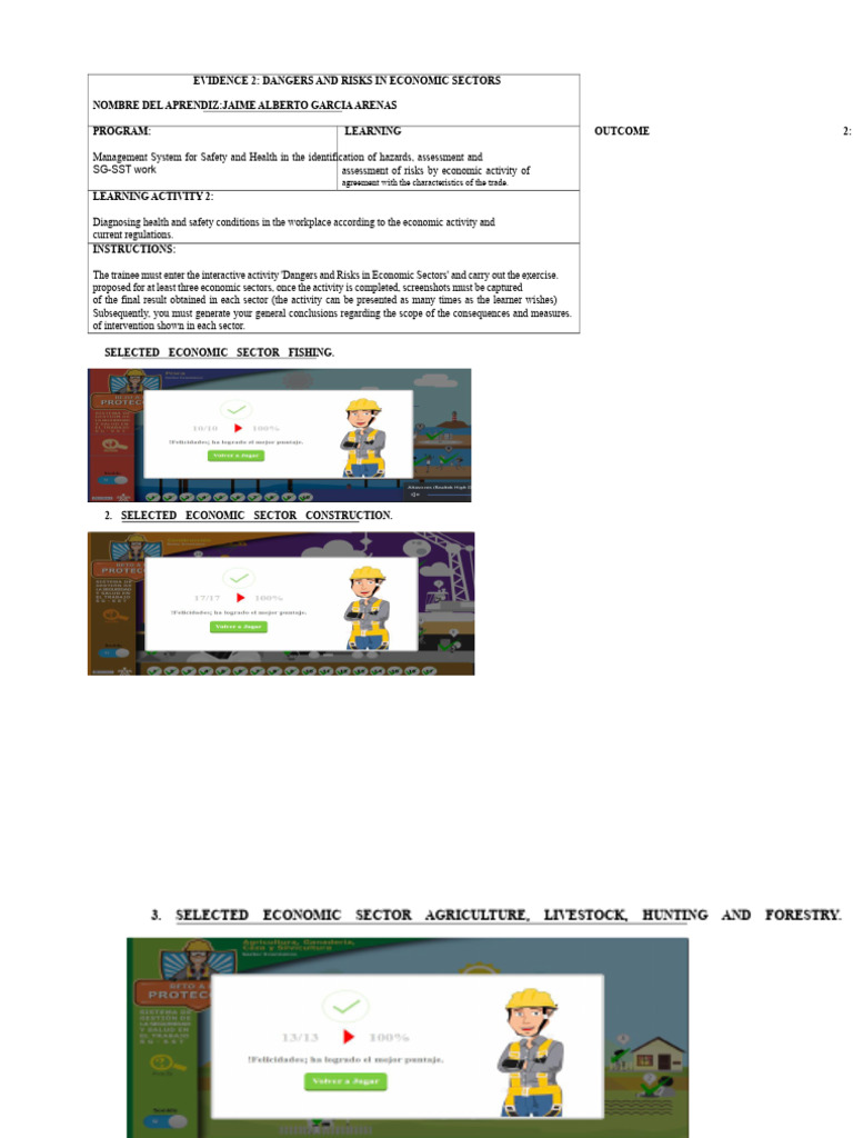 Interactive Activity Hazards and Risks in Economic Sectors CHALLENGE TO ...