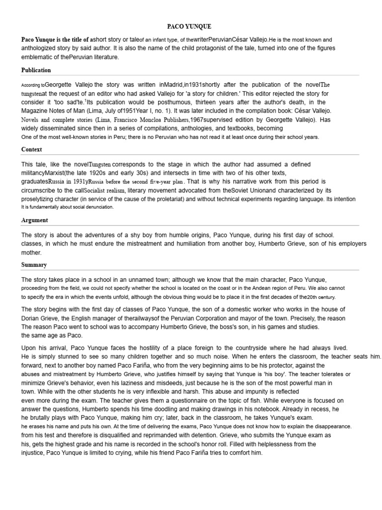 Paco Yunque | PDF