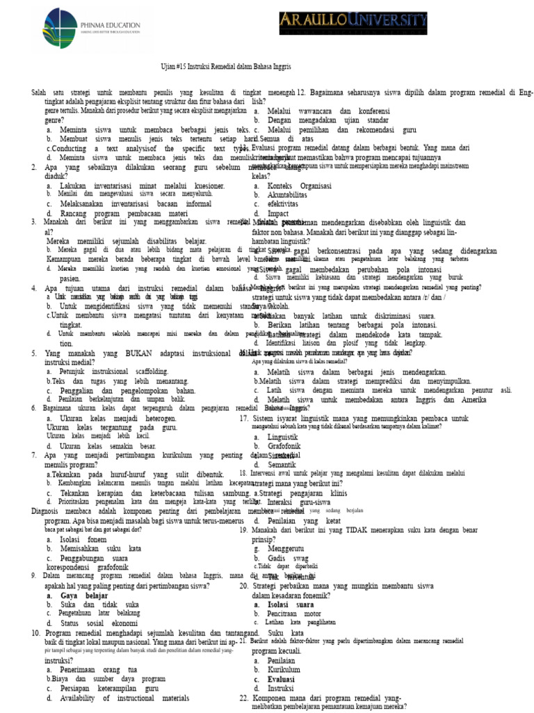 Instruksi Remedial Ujian Ke-16 Dalam Pengeditan Teks Terjemahan Bahasa ...