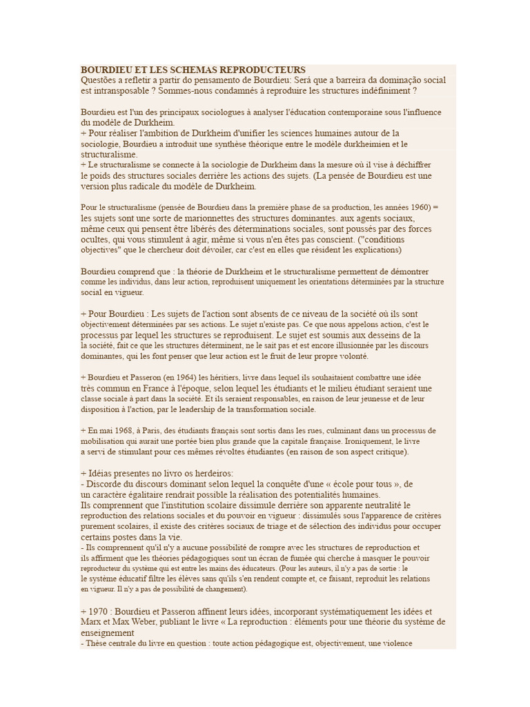 Bourdieu : Reproduction sociale et éducation | PDF | Émile Durkheim ...
