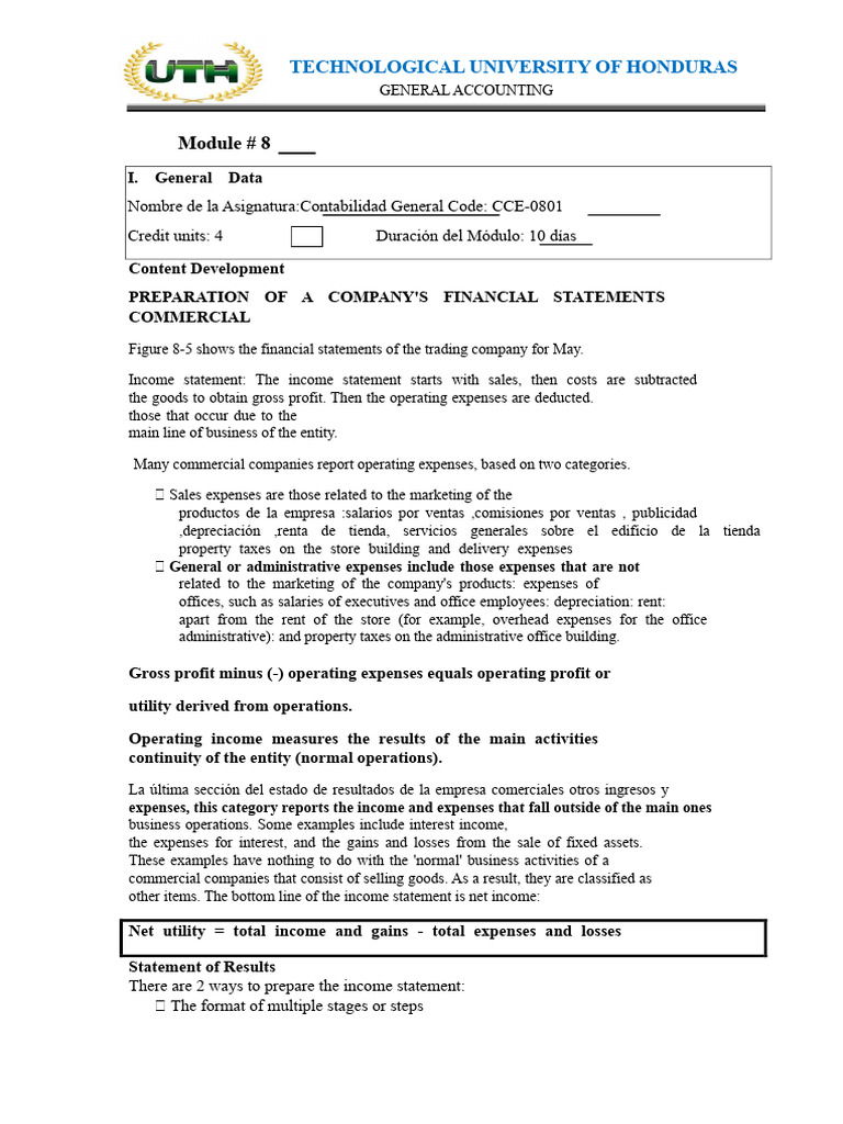 3 Module 8 Financial Statements | PDF | Income Statement | Expense