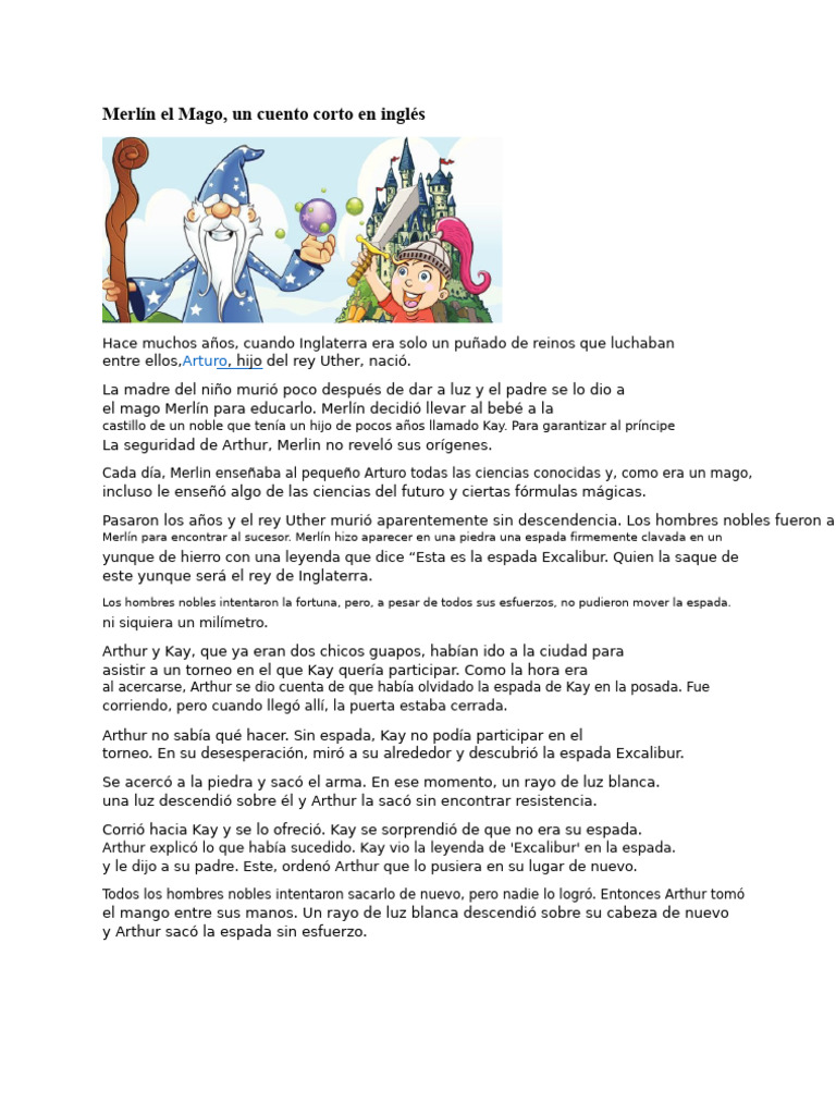 Merlín El Mago | PDF | Esmerejón | Excalibur