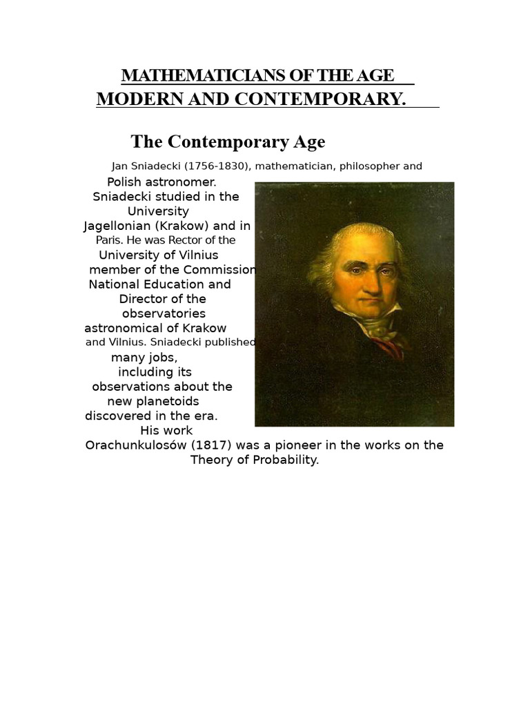 Mathematicians of The Modern and Contemporary Age | PDF | Mathematics ...