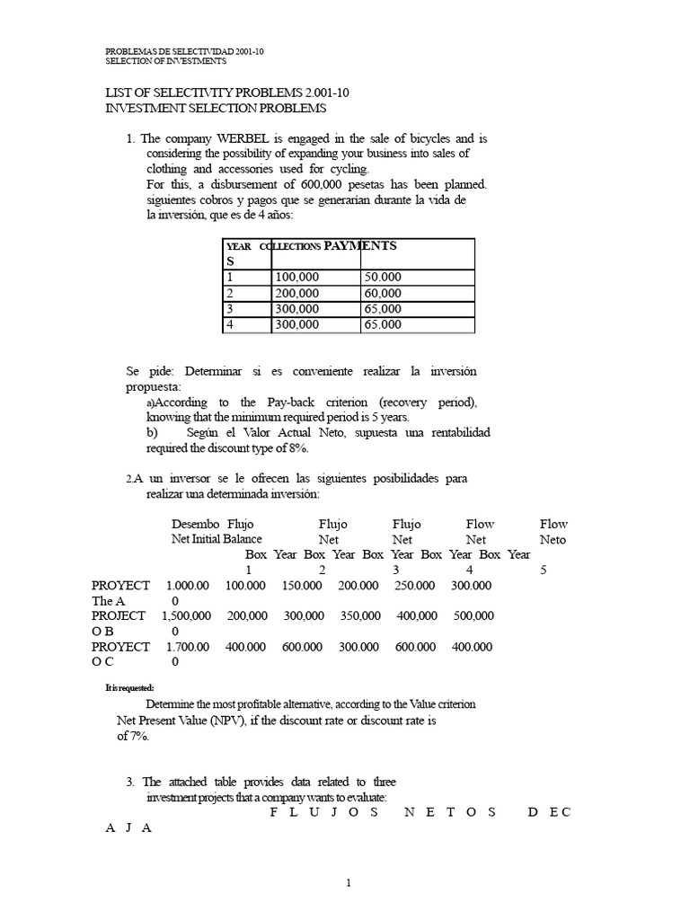 Relationship of Investment Selection Problems | PDF | Efectivo ...
