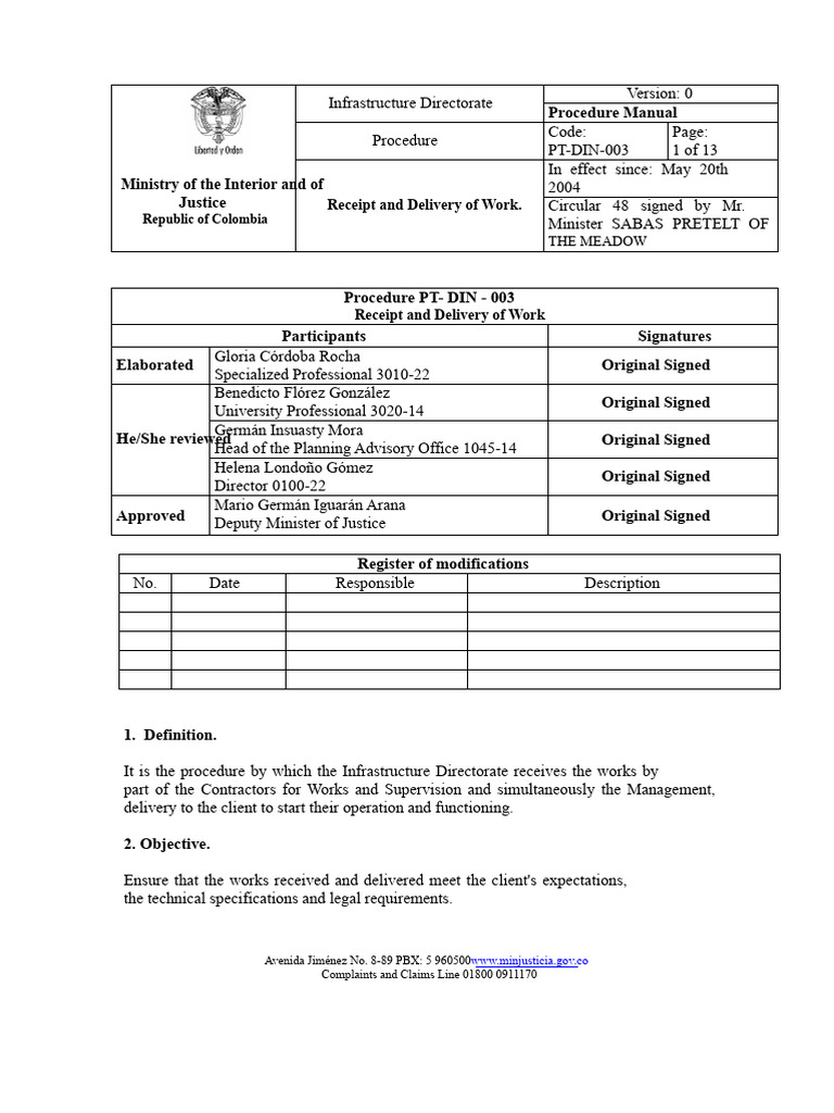 Work Receipt and Delivery Procedure | PDF | Specification (Technical ...