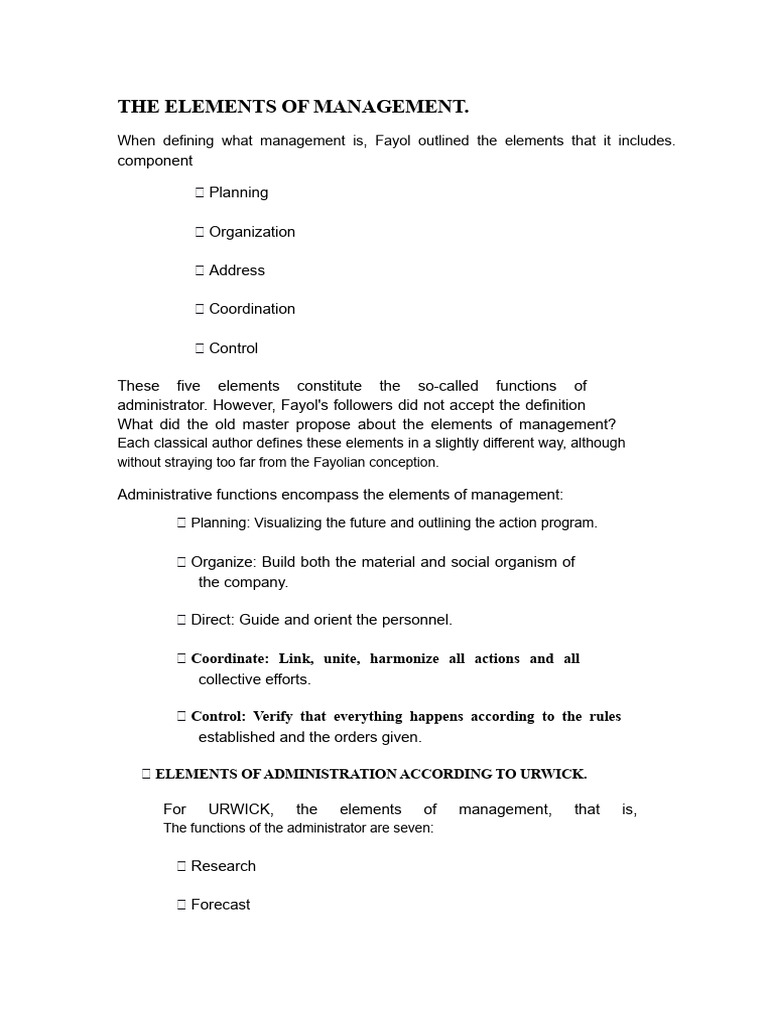 Key Elements of Management Explained | PDF | Theory | Business