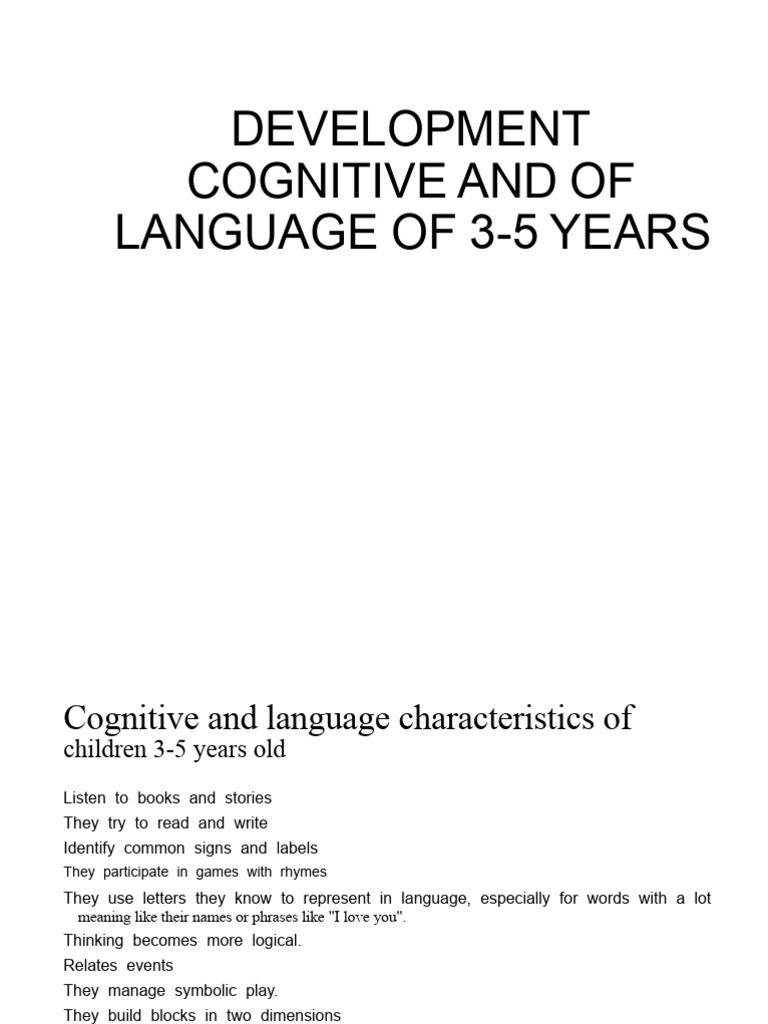 Cognitive and Language Development in Kids | PDF | Cognition | Thought