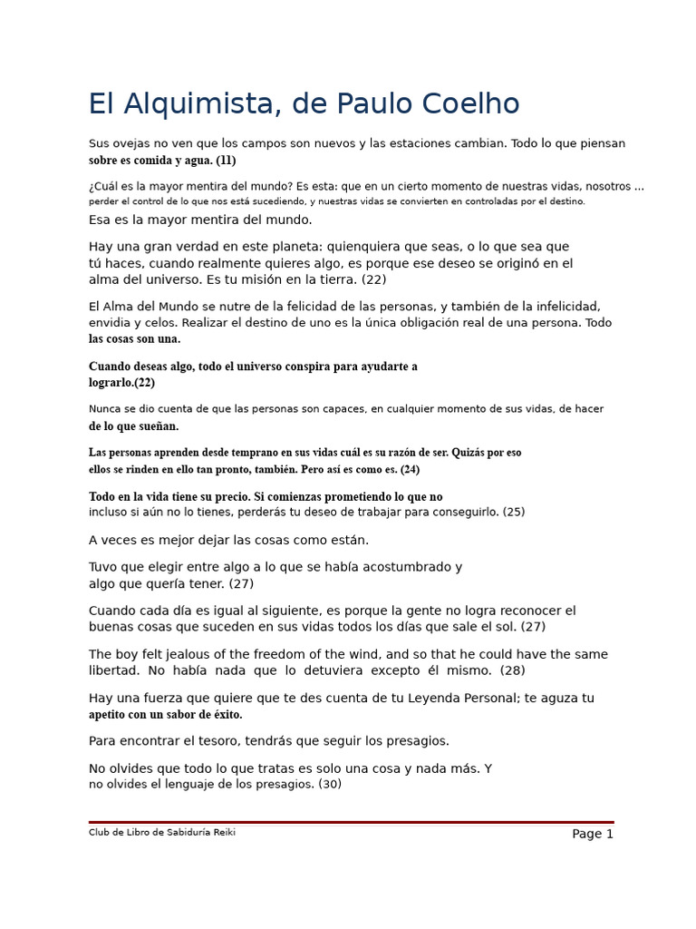Lecciones de vida en El Alquimista | PDF | Alquimia | Amor