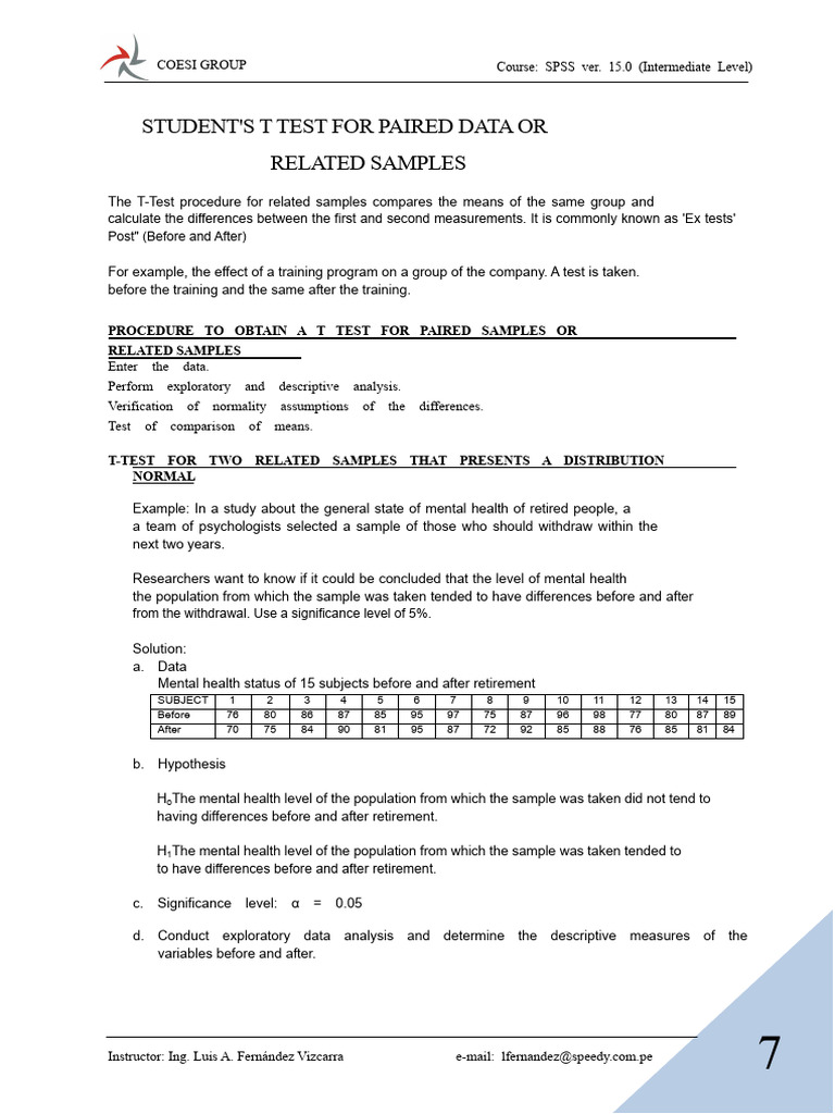 Test T Related Samples PDF | PDF | Student's T Test | Statistics