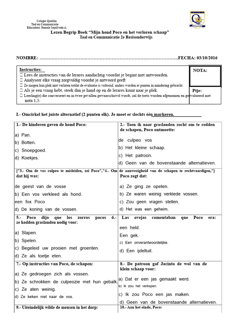 Proef Mijn Hond Weinig en Het Verloren Schaap | PDF