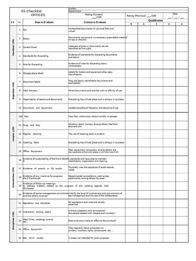 5S Evaluation Template | PDF