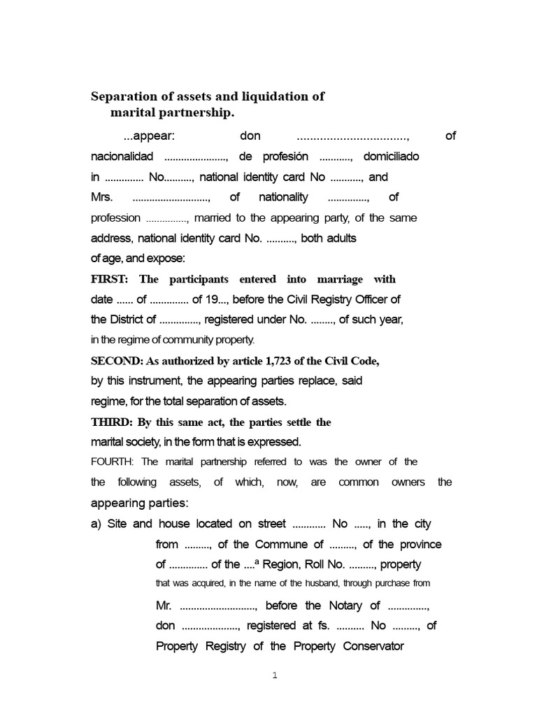 Asset Separation and Liquidation Agreement | PDF | Private Law