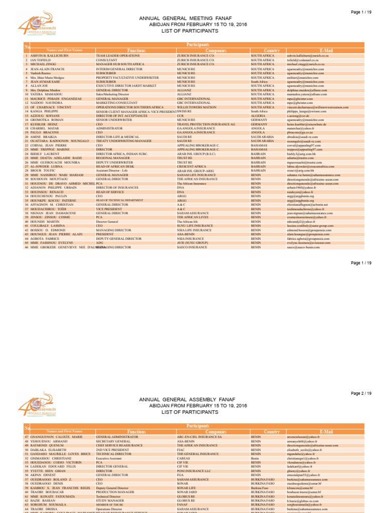 Listing Participants Ag Fanaf 2016 | PDF | Business Law | Financial ...