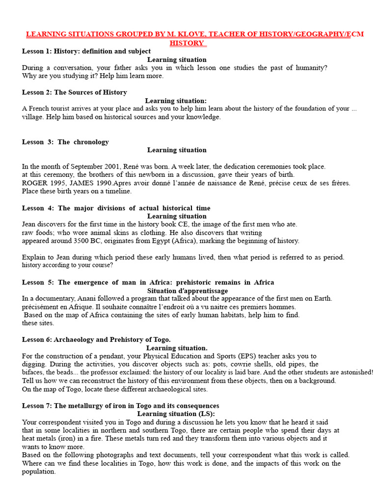 Learning Situations in History-Geography For 6th Grade | PDF | Weather ...