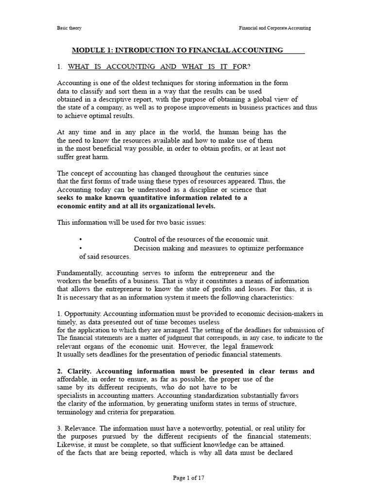 Introduction to Financial Accounting | PDF | Equity (Finance) | Debits ...