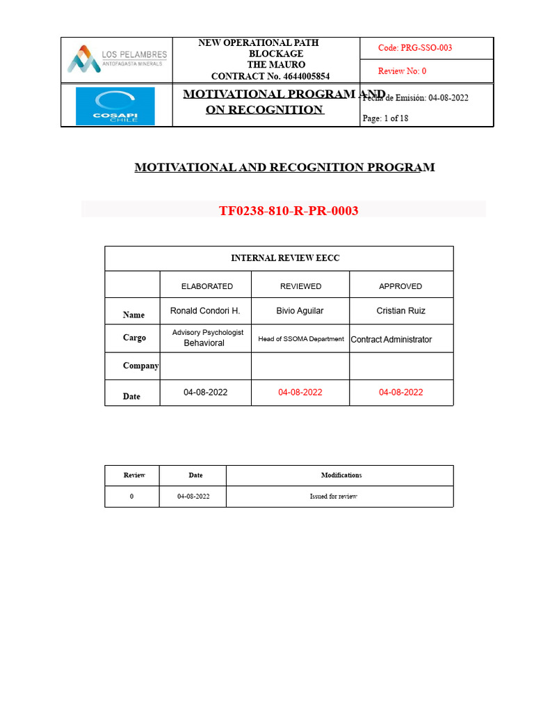 Motivational and Workplace Recognition Program Rev.0 | PDF ...