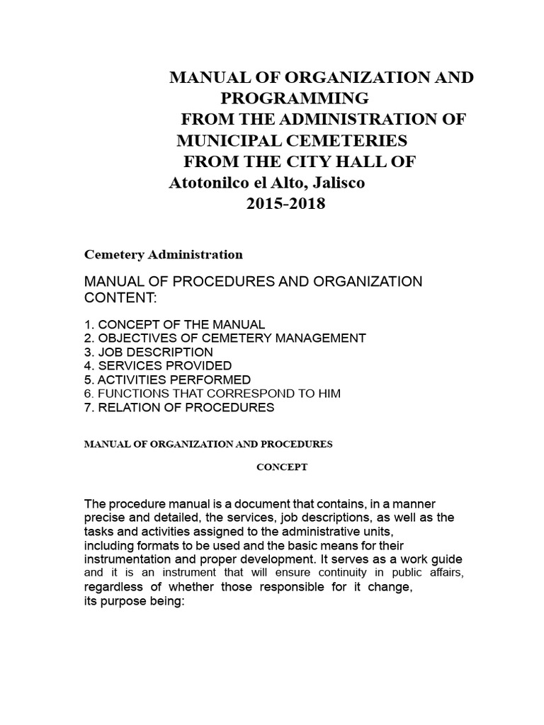 Cemetery Administration Manual 2015-2018 | PDF | Cemetery | Burial