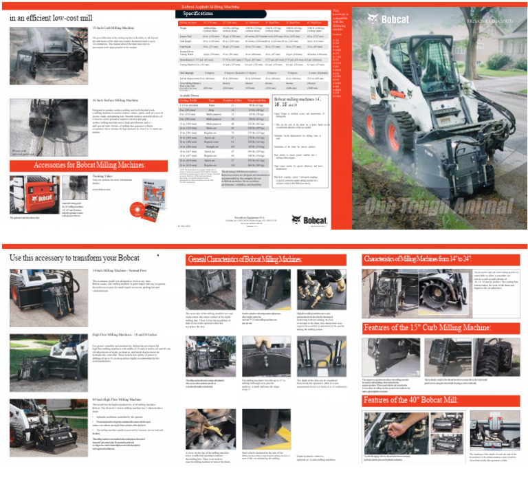 Bobcat Asphalt Milling Machine Specs | PDF | Mechanical Engineering