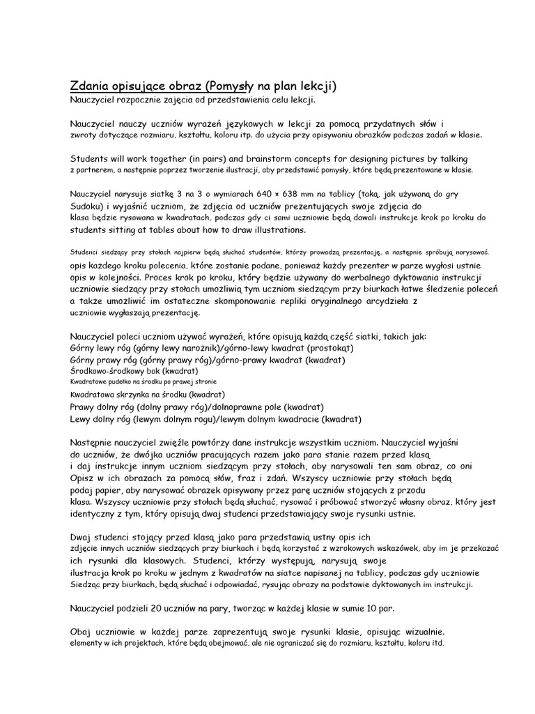 Zdania Opisujące Obraz | PDF