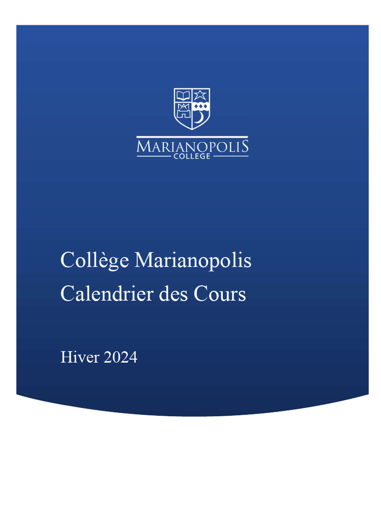 Cours Hiver 2024 au Collège Marianopolis | PDF | Science | Enseignement ...