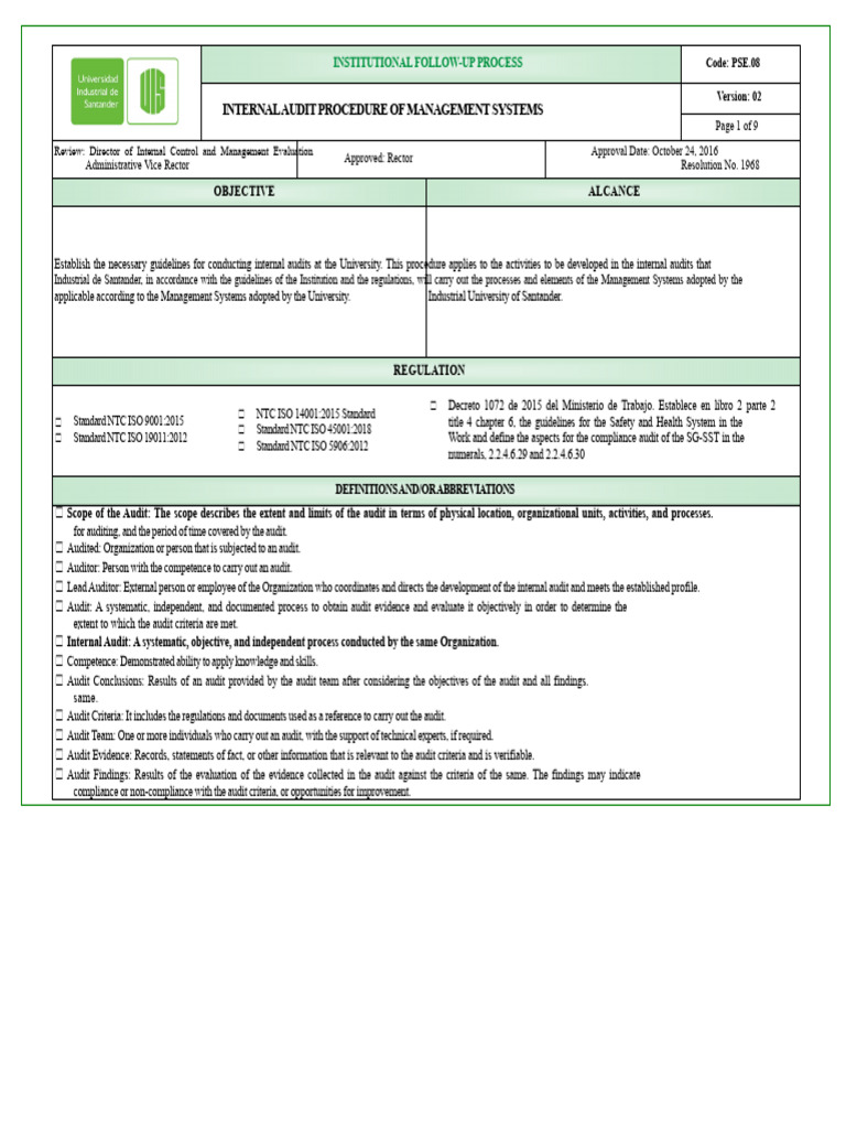 Internal Audit Procedure | PDF | Audit | Internal Audit