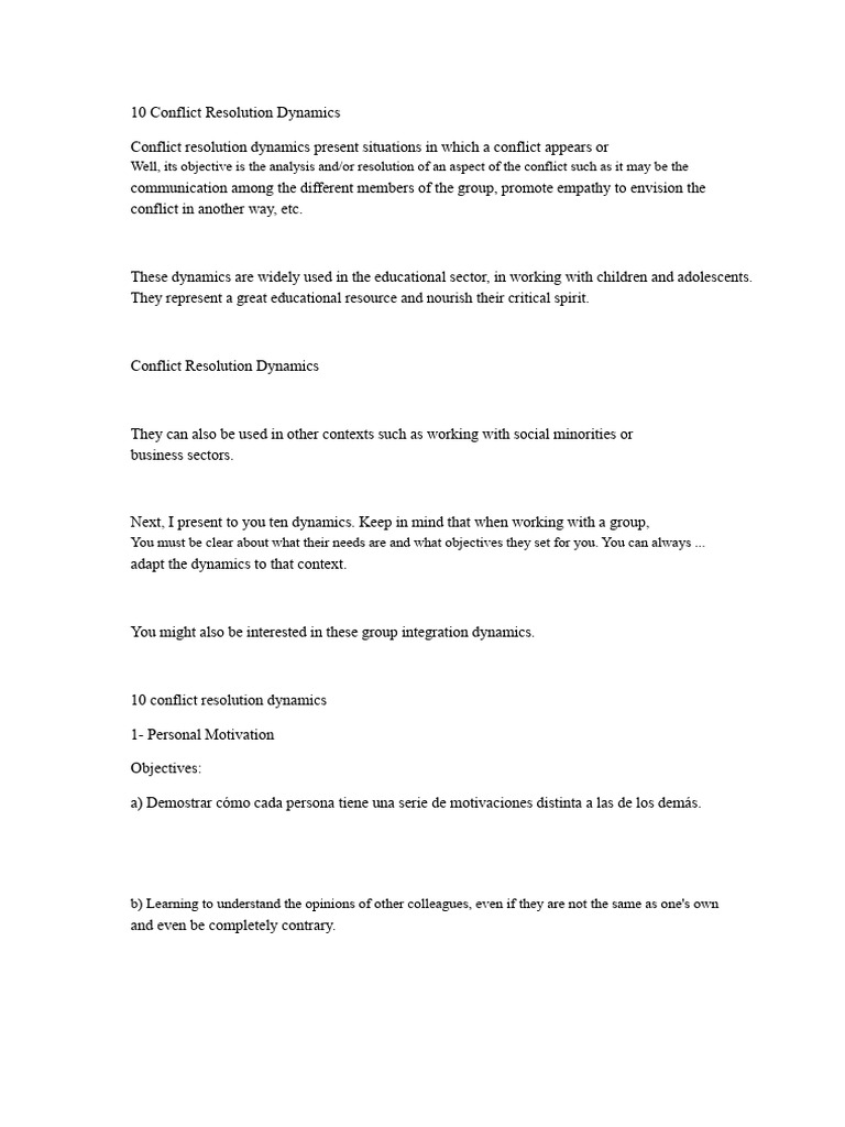 10 Effective Conflict Resolution Dynamics | PDF | Conflict Resolution ...