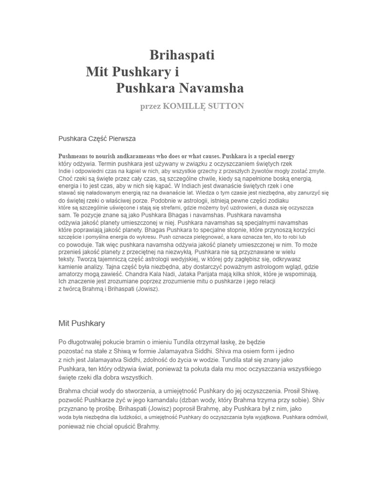Pushkara Navamsa I Pushkara Bhaga | PDF