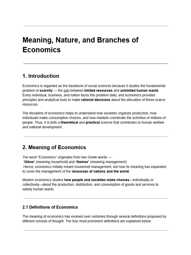 Understanding Economics: Definitions & Branches | PDF | Economics ...