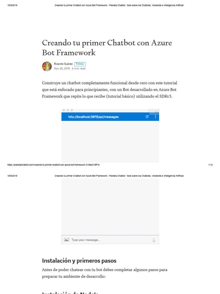 Creando tu primer Chatbot con Azure Bot Framework | PDF | Internet Bot | Informática