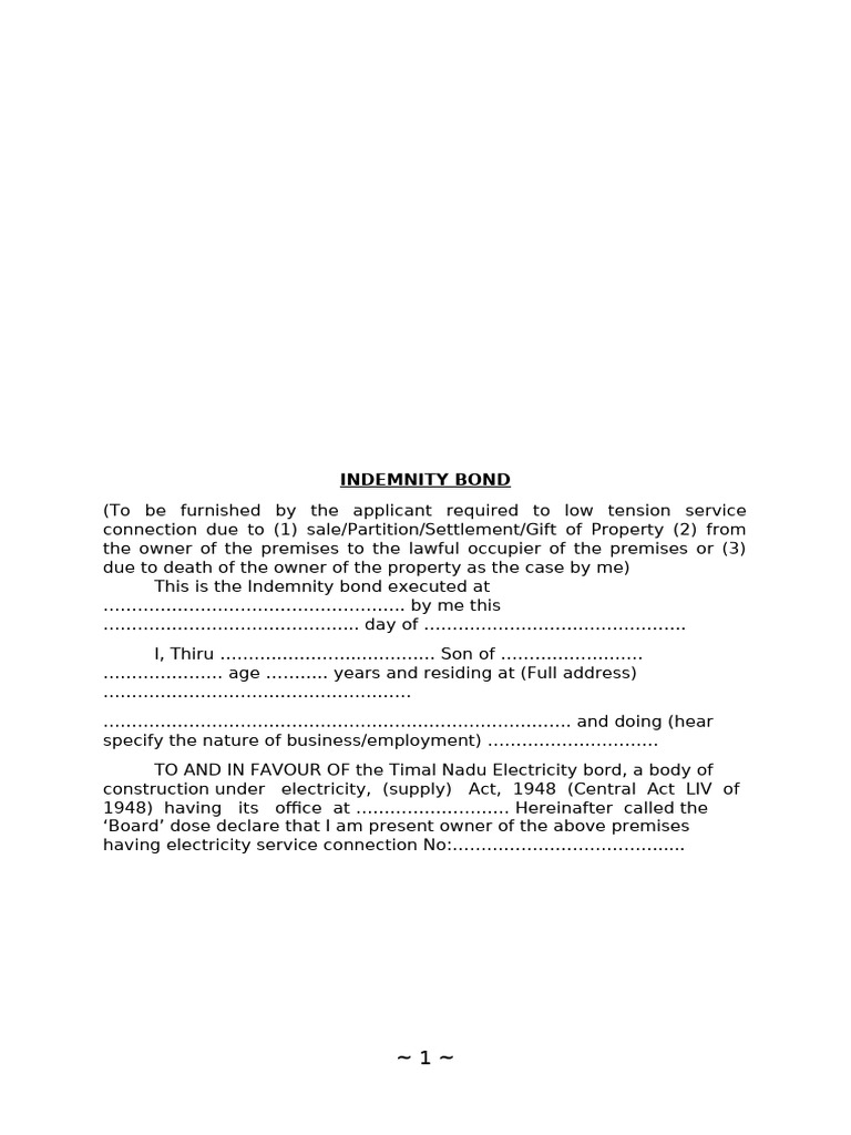 Indemnity Bond EB | PDF | Indemnity | Private Law