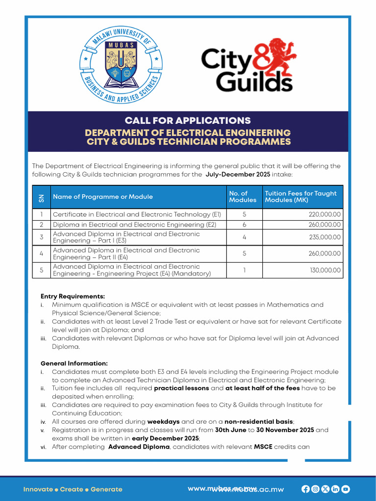 City & Guilds Electrical Advert Jul-Dec 2025 | PDF | Diploma | Career ...