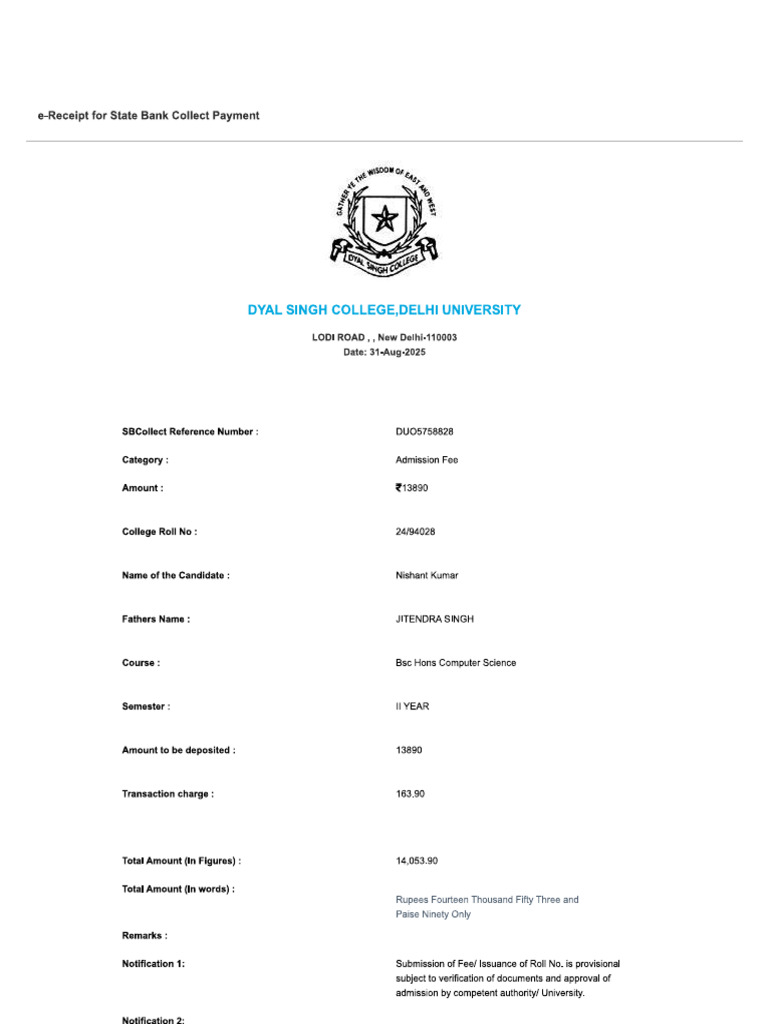 Fee Slip | PDF