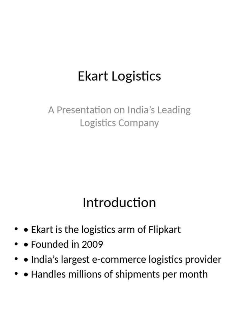 Ekart Logistics Presentation | PDF