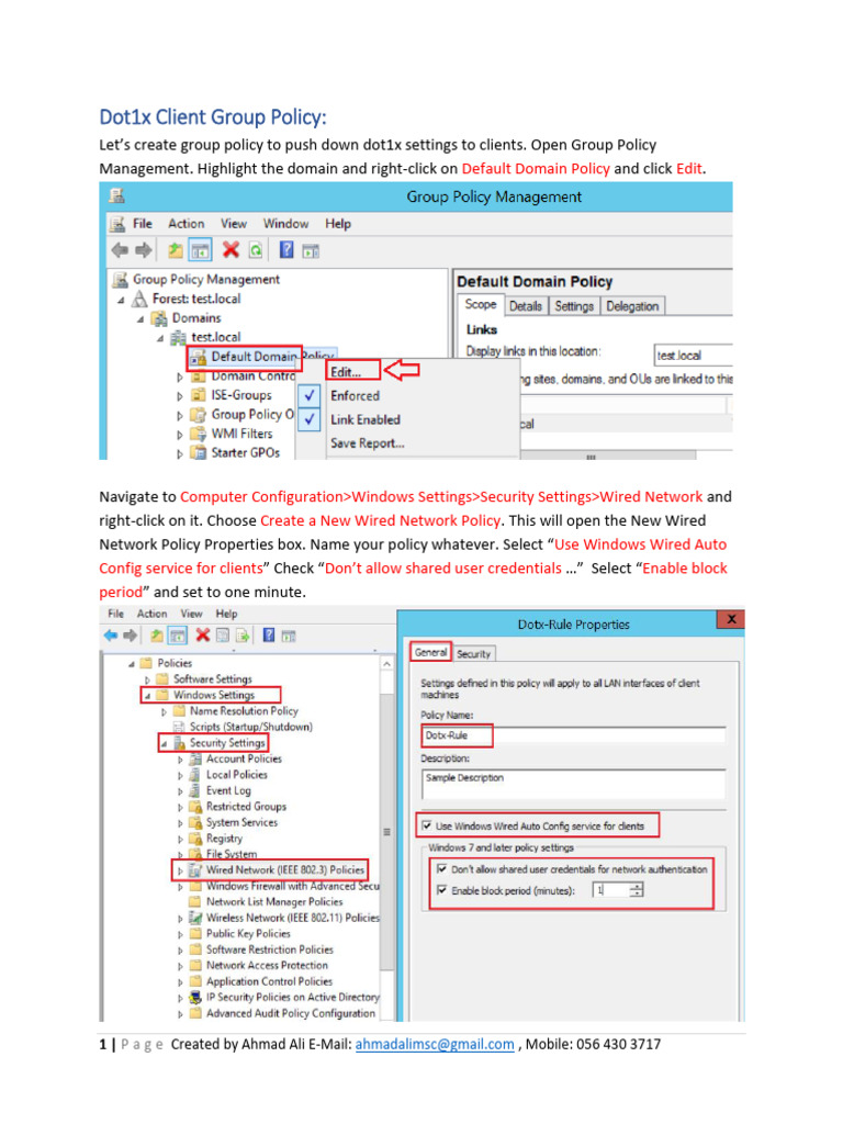 Configure Dot1x Group Policy Settings | PDF