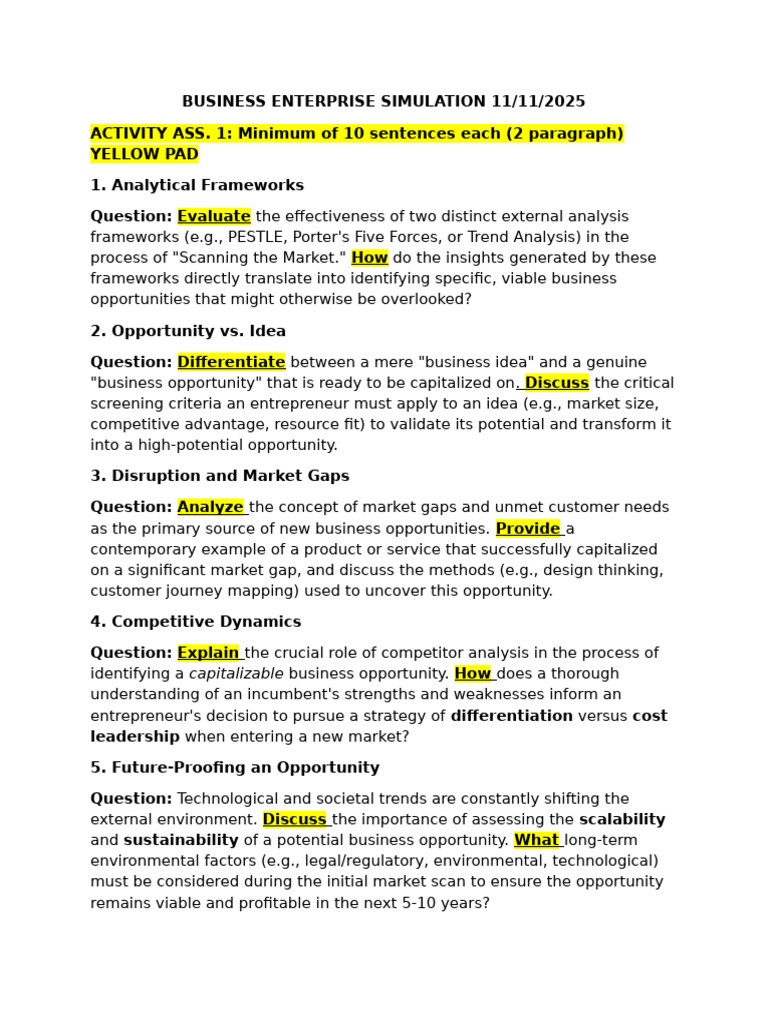 Business Enterprise Simulation 2025 Essay | PDF | Internal Rate Of ...