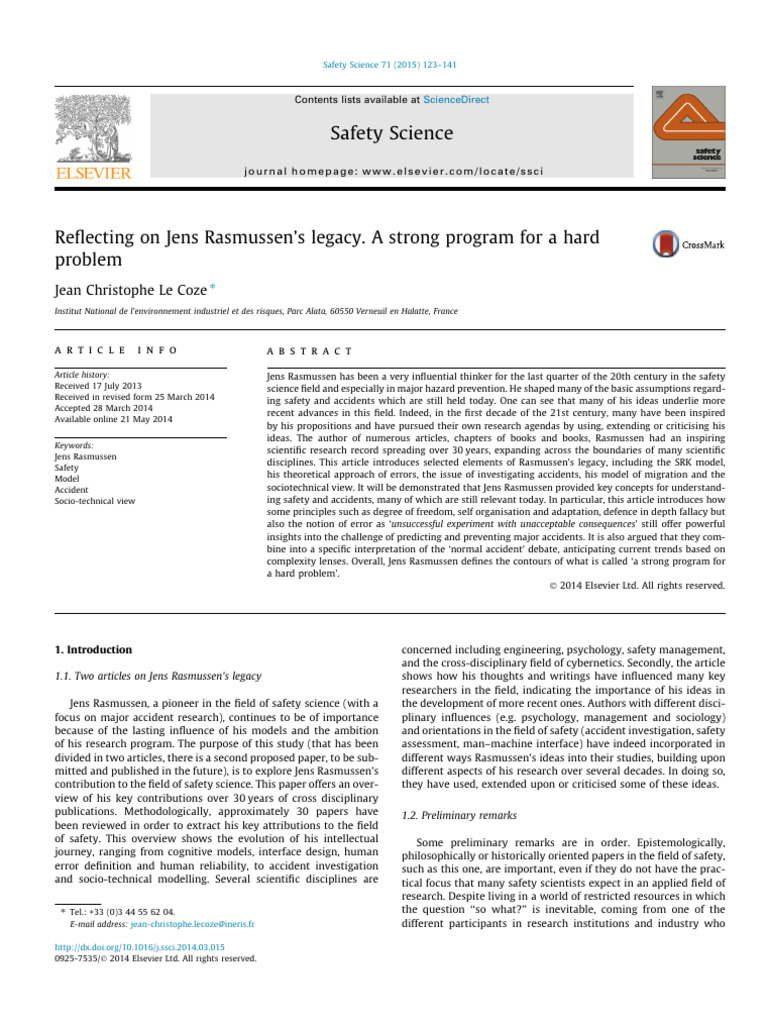 Artigo - Reflecting On Jens Rasmussen's Legacy. A Strong Program For A ...
