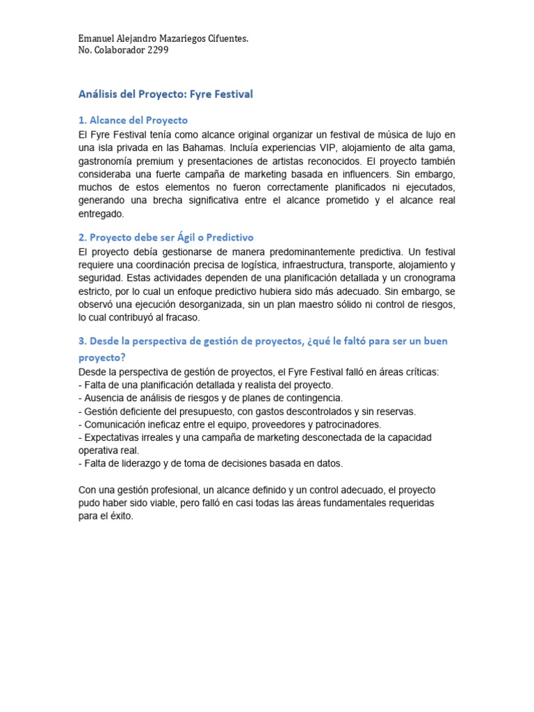 Tarea Documental en NetFlix Fyre Festival | PDF