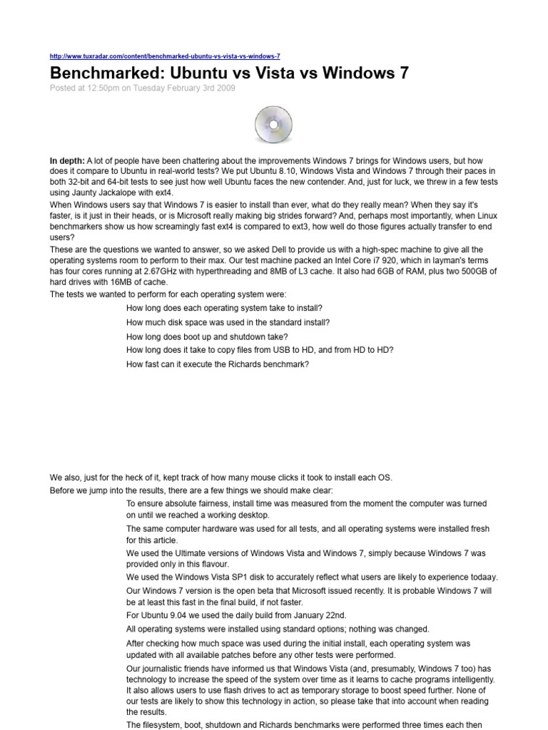 Ubuntu Vs Vista Vs Windows 7 | PDF | Windows 7 | Windows Vista