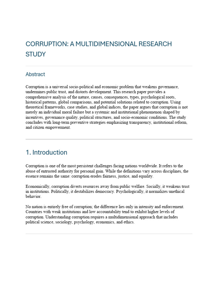 Understanding Corruption: Causes & Solutions | PDF | Corruption | Bribery
