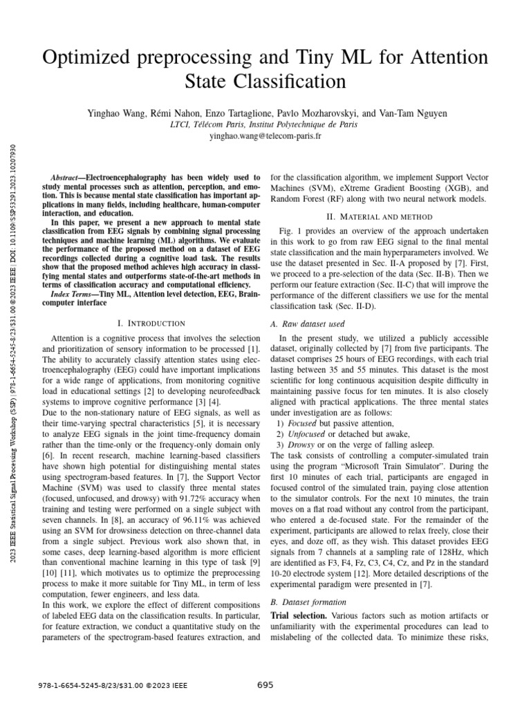 Optimized Preprocessing and Tiny ML For Attention State Classification | PDF | Machine Learning ...