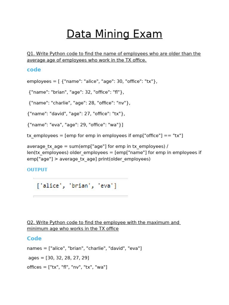 Data Mining Exam 1 | PDF