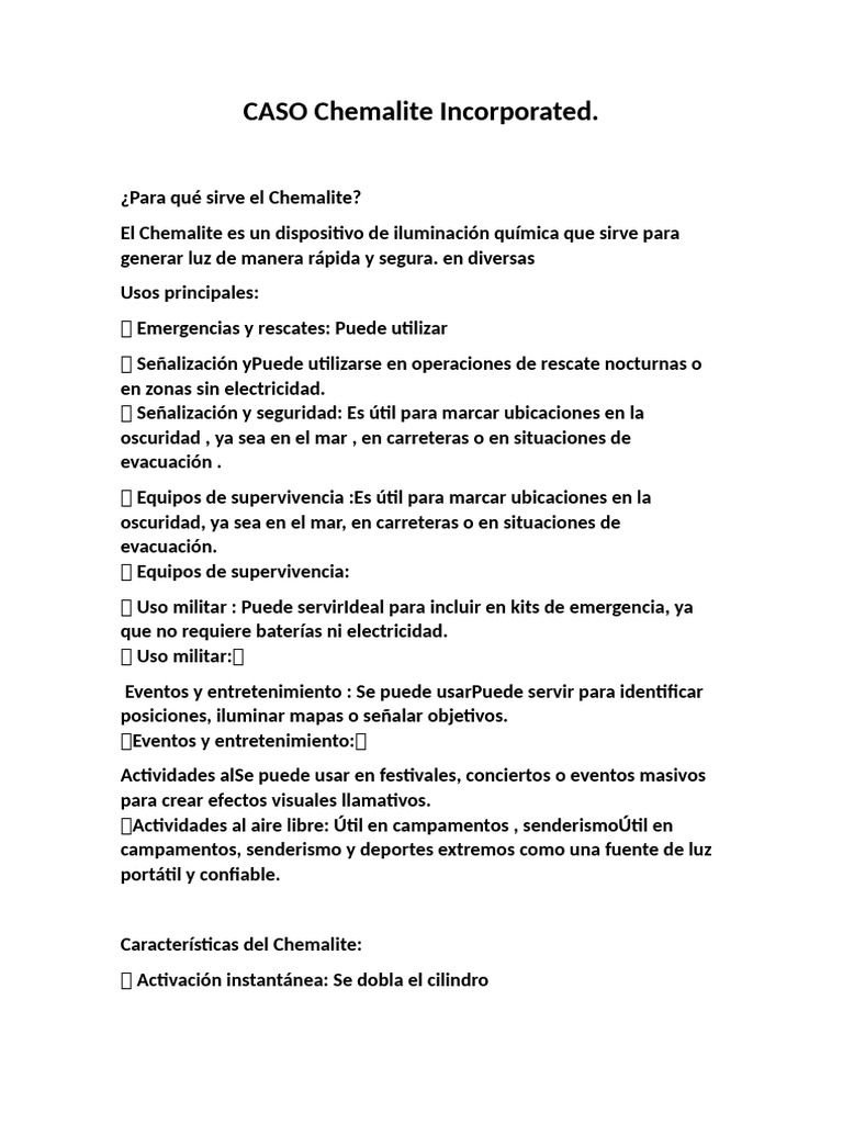 CASO 3 Chemalite Incorporated | PDF | Economias | Business