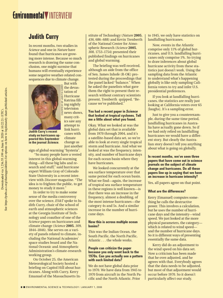 Interview Judith Curry | PDF | Tropical Cyclones | Oceans