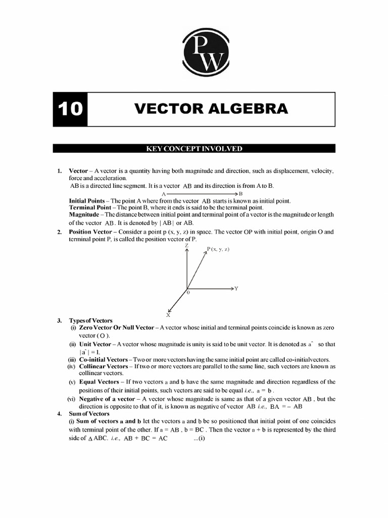 JEE Formula-Sheets 12th Maths Vector Algebra | PDF