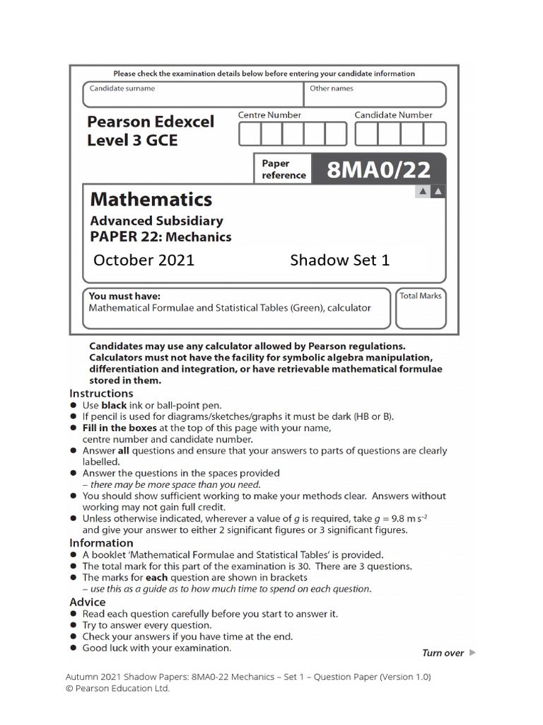 Autumn 2021 Mechanics Exam Paper | PDF | Acceleration | Theoretical Physics